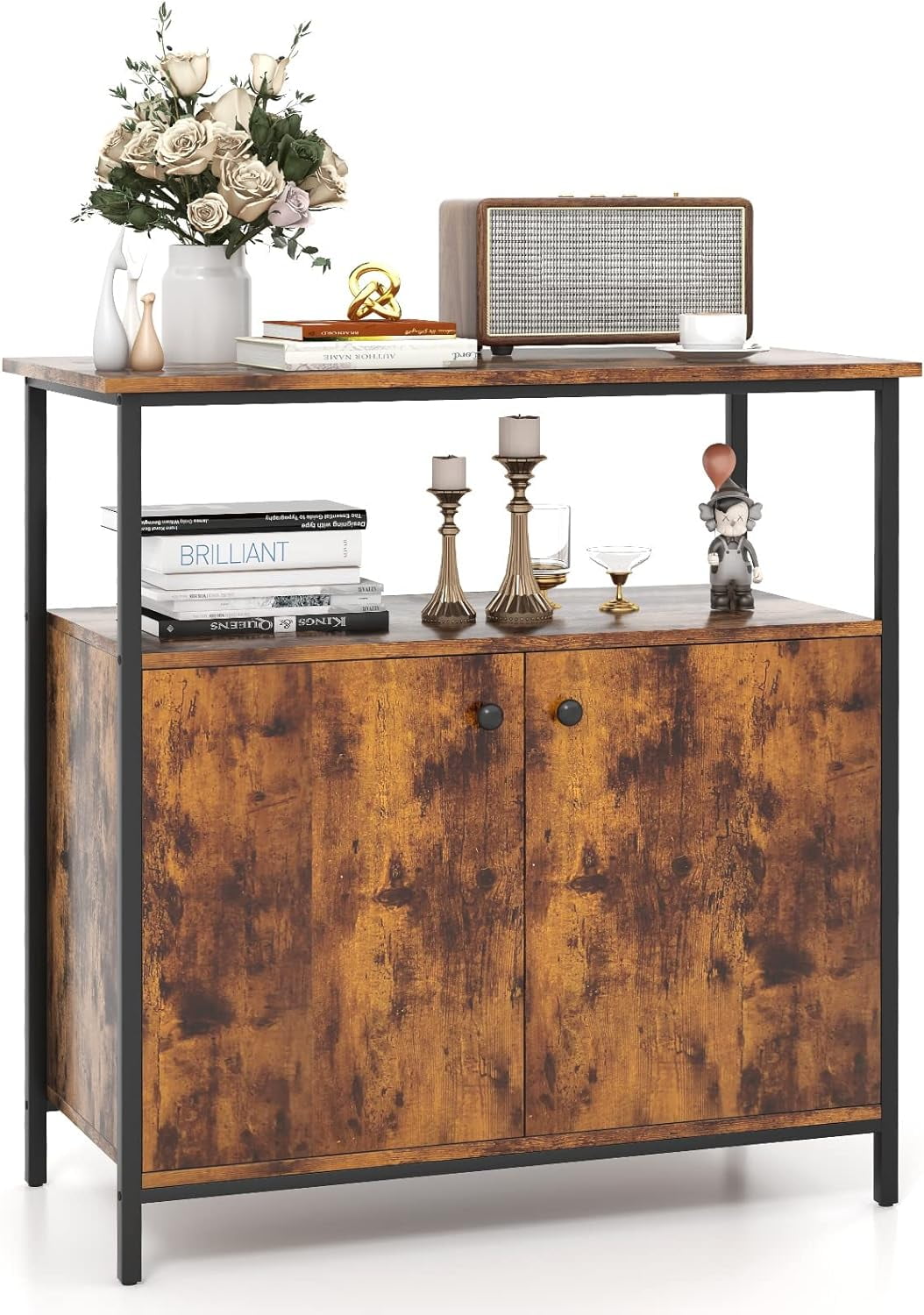 LOKO Industrial Buffet Cabinet with Storage, Coffee Bar Station with ...