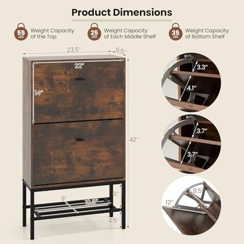 LOKO Industrial Shoe Storage Cabinet, Freestanding Shoe Organizer with ...