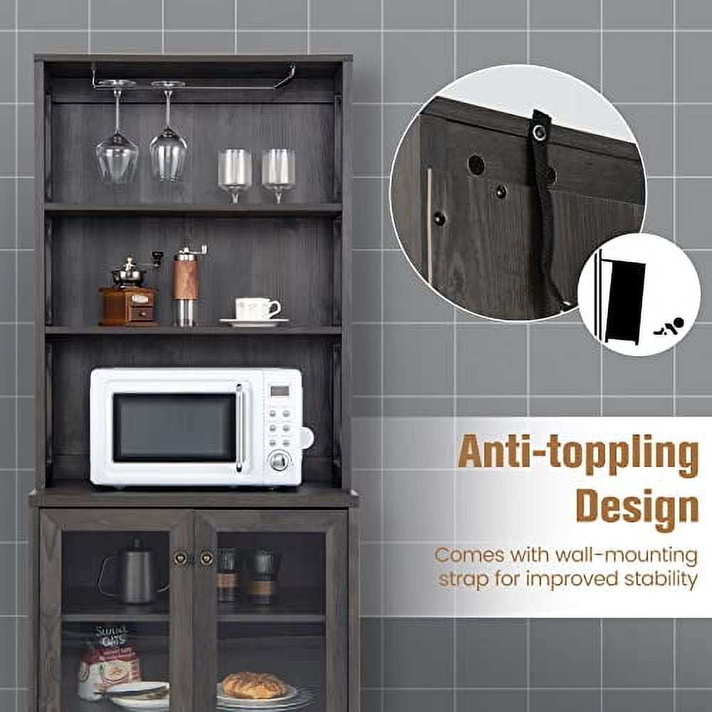 LOKO Kitchen Pantry Storage Cabinet, Farmhouse Buffet Hutch with ...