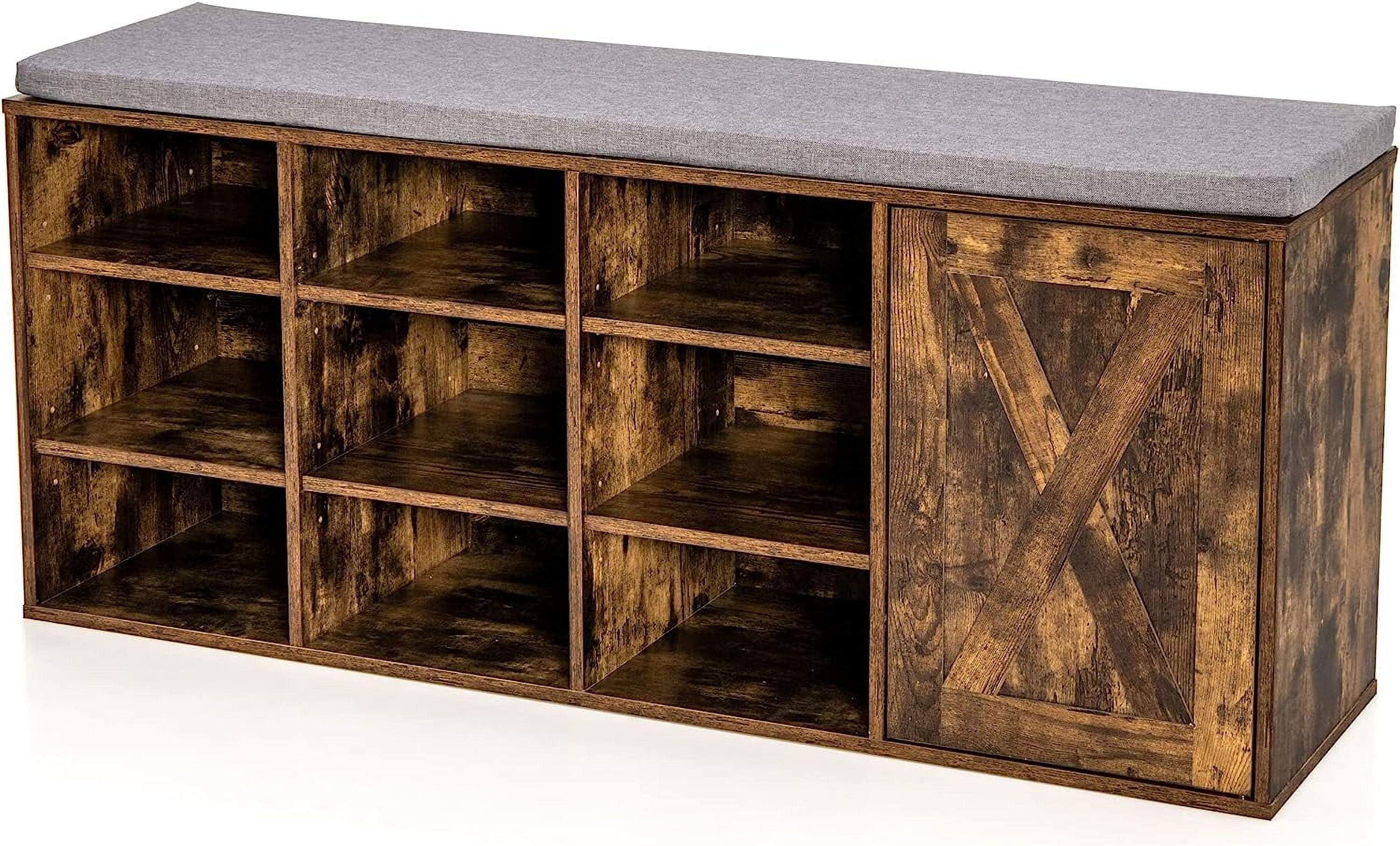 LOKO Shoe Storage Bench with Cushion - Industrial Shoe Organizer Bench ...