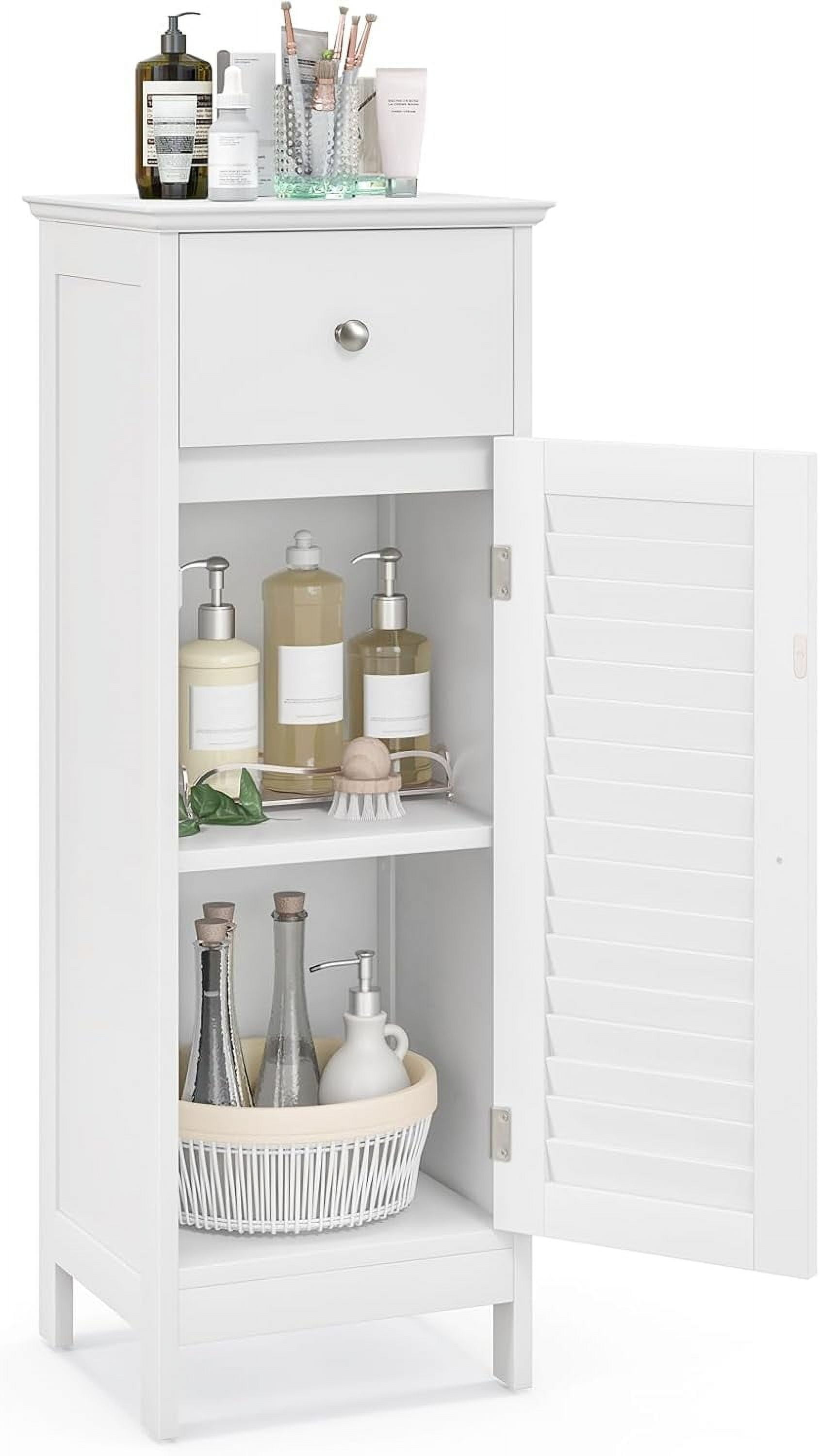 LOKO Single Door Bathroom Floor Cabinet, Storage Organizer Unit with ...