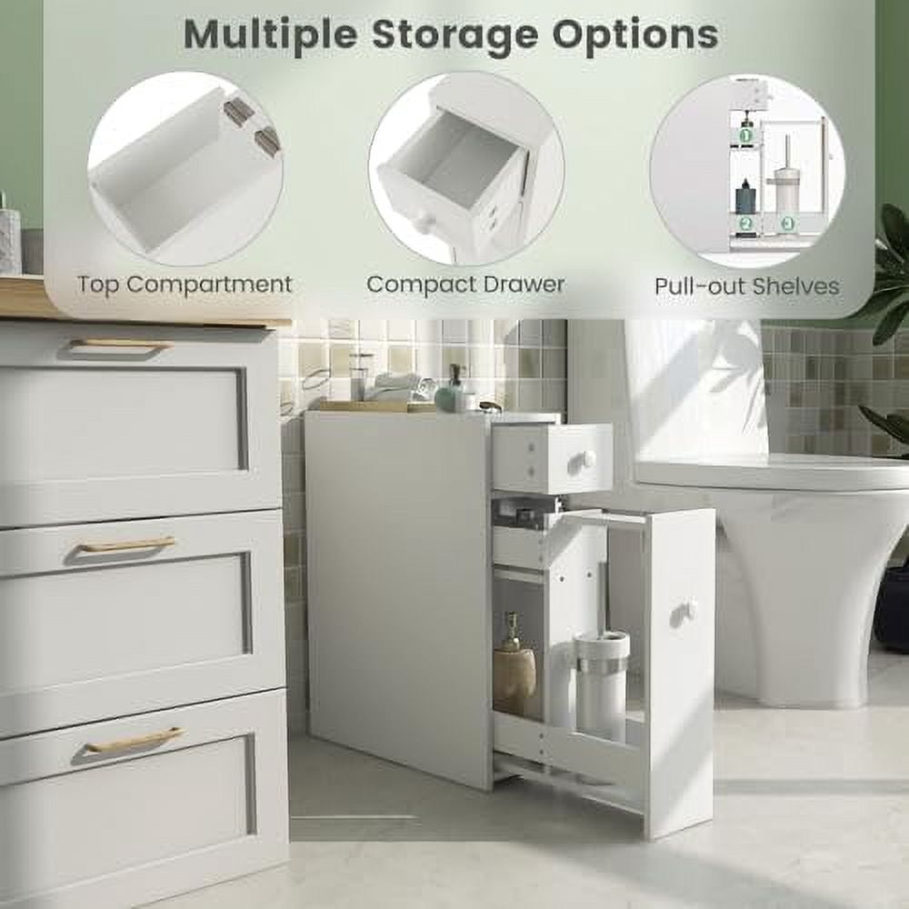 LOKO Slim Bathroom Floor Cabinet, Narrow Storage Organizer with Flip ...