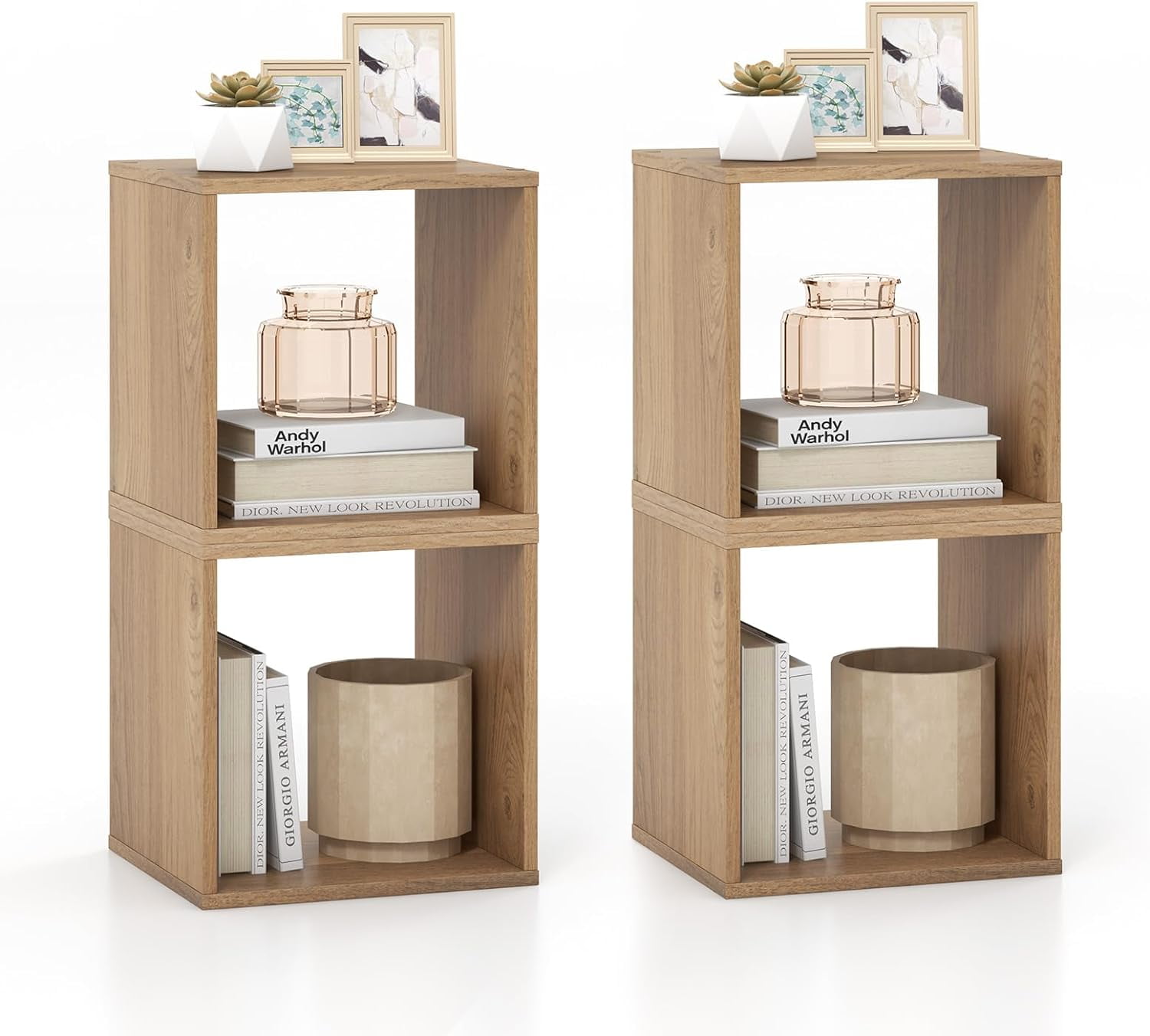 LOKO Stackable 2 Cube Storage Organizer Set of 2, Freestanding Cubby ...