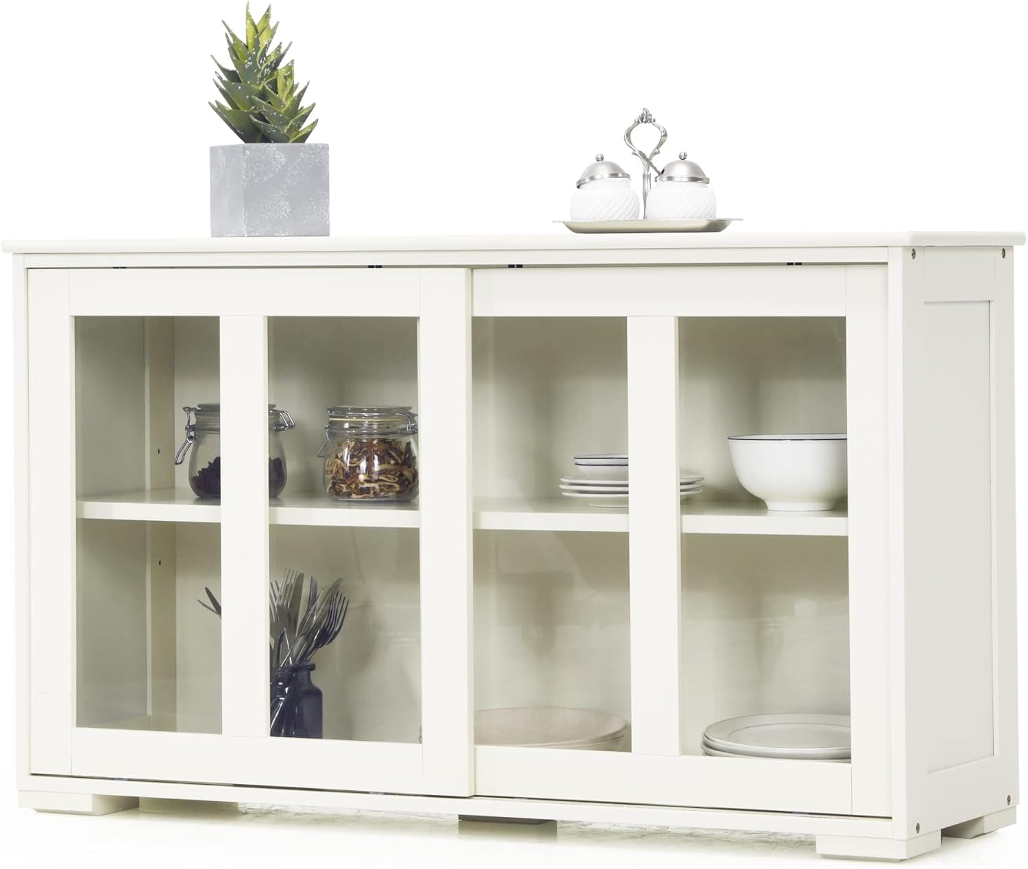 LOKO Stackable Buffet Cabinet, Kitchen Storage Cabinet with Sliding ...