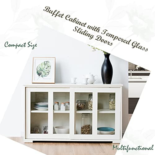 LOKO Stackable Buffet Cabinet, Kitchen Storage Cabinet with Sliding ...