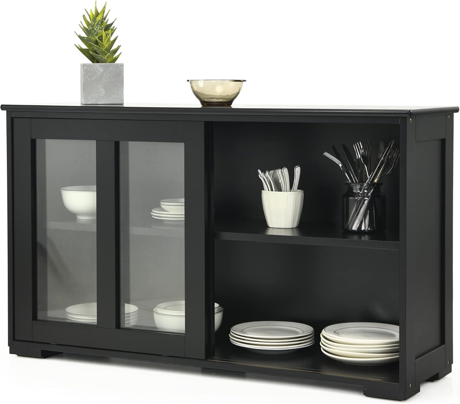 LOKO Stackable Buffet Cabinet, Kitchen Storage Cabinet with Sliding ...