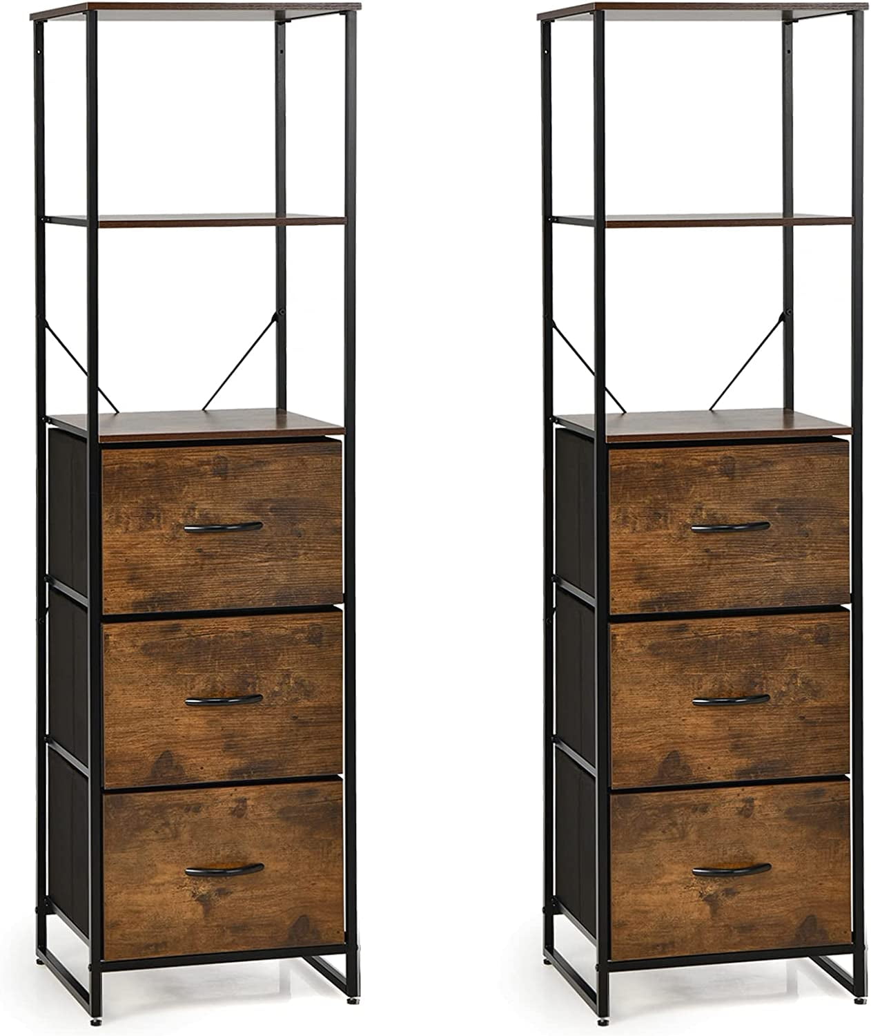LOKO Tall Floor Storage Cabinet Set of 2, Industrial Skinny Floor ...