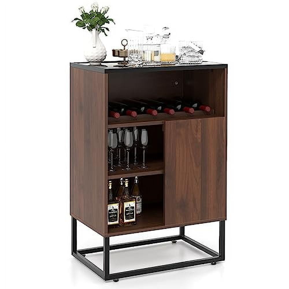 LOKO Wine Cabinet with Storage, Wine Bar Rack Cabinet with Tempered ...