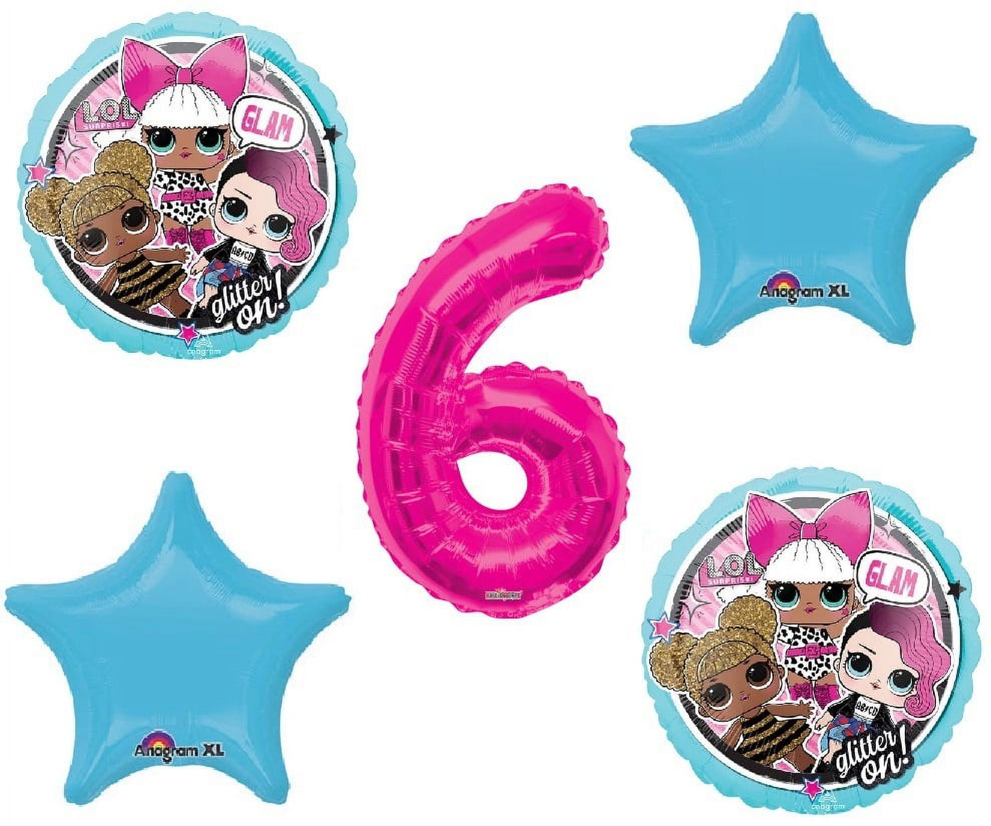 LOL Balloon Bouquet 6th Birthday Party Hot Pink Number 6 Jumbo 5 Piece ...