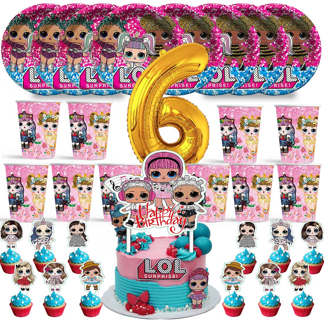 LOL Birthday 6th Cups Party Supplies Plates Fans Decorations Cake ...