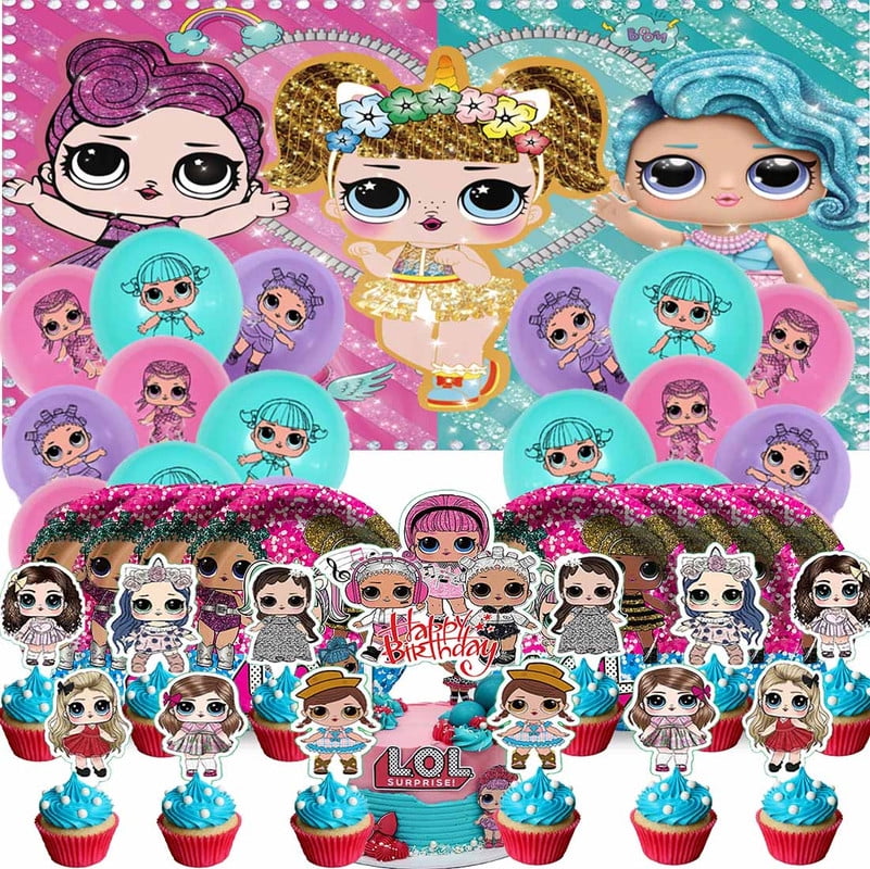 LOL Doll GirlParty Supplies Plates Decorations Birthday Cake Topper ...