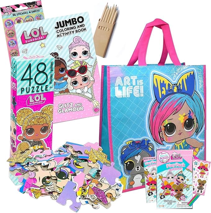 LOL Dolls Super Puzzle Bag & Coloring bag Activity Set - 6 Pc Bundle ...
