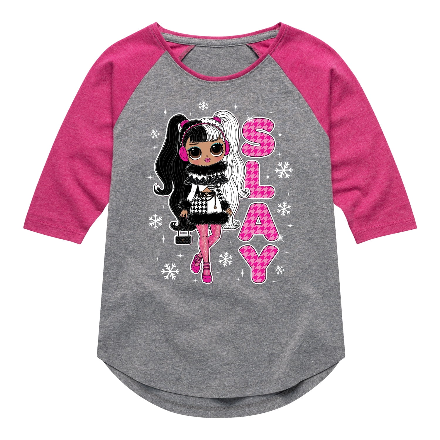 LOL OMG - Winter Dolls - Slay All Day - Toddler & Youth Girls Raglan Graphic T-Shirt - Walmart.com