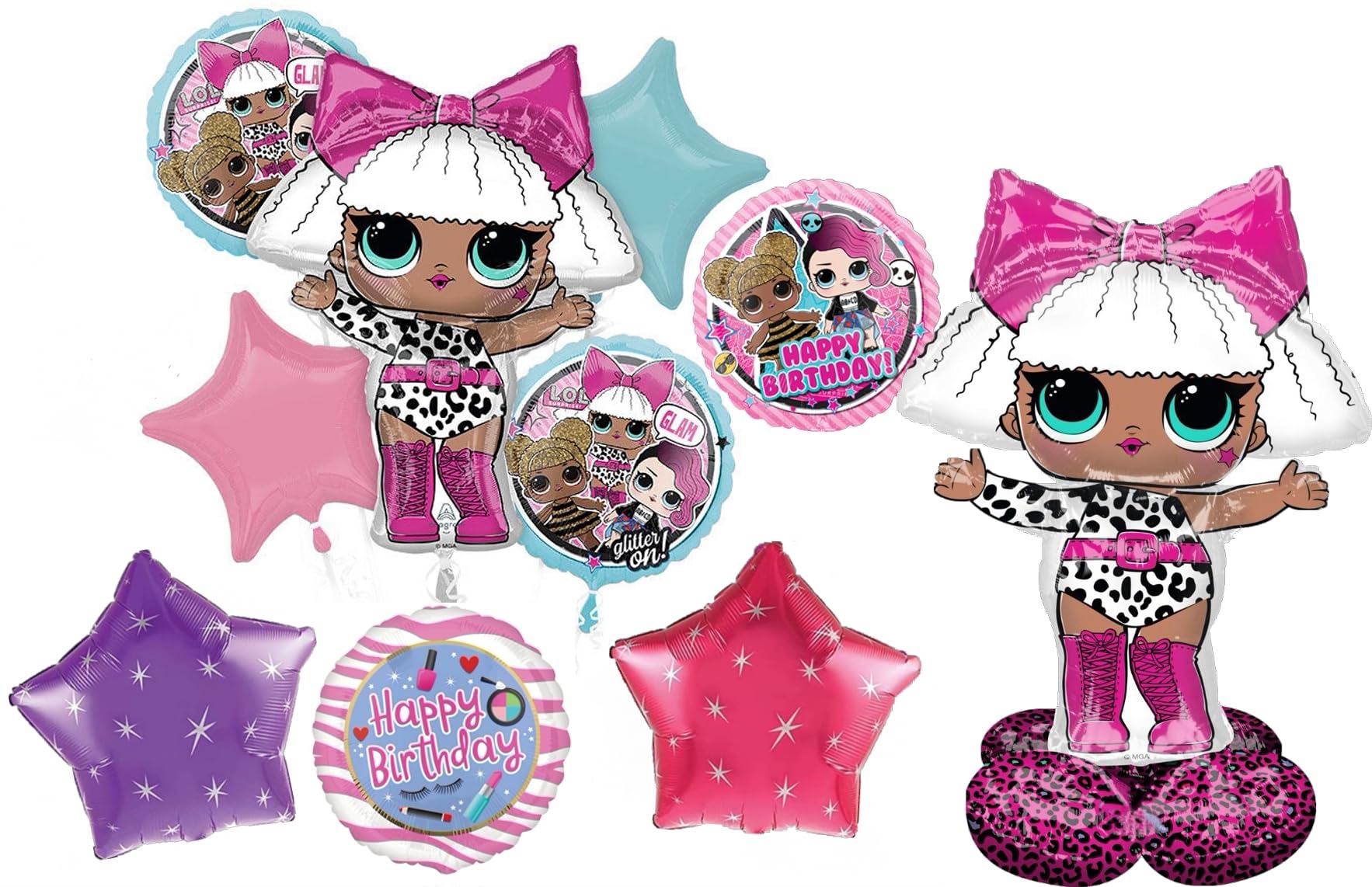 LOL Surprise BirthdayTRDN Party Supplies Diva Airloonz Balloon Bouquet ...