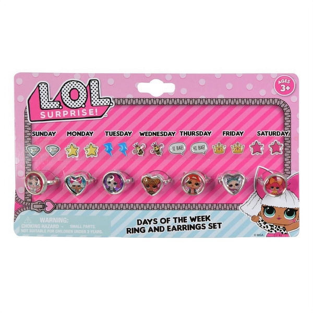 LOL Surprise! - Days of the Week Earring Ring Set - Walmart.com