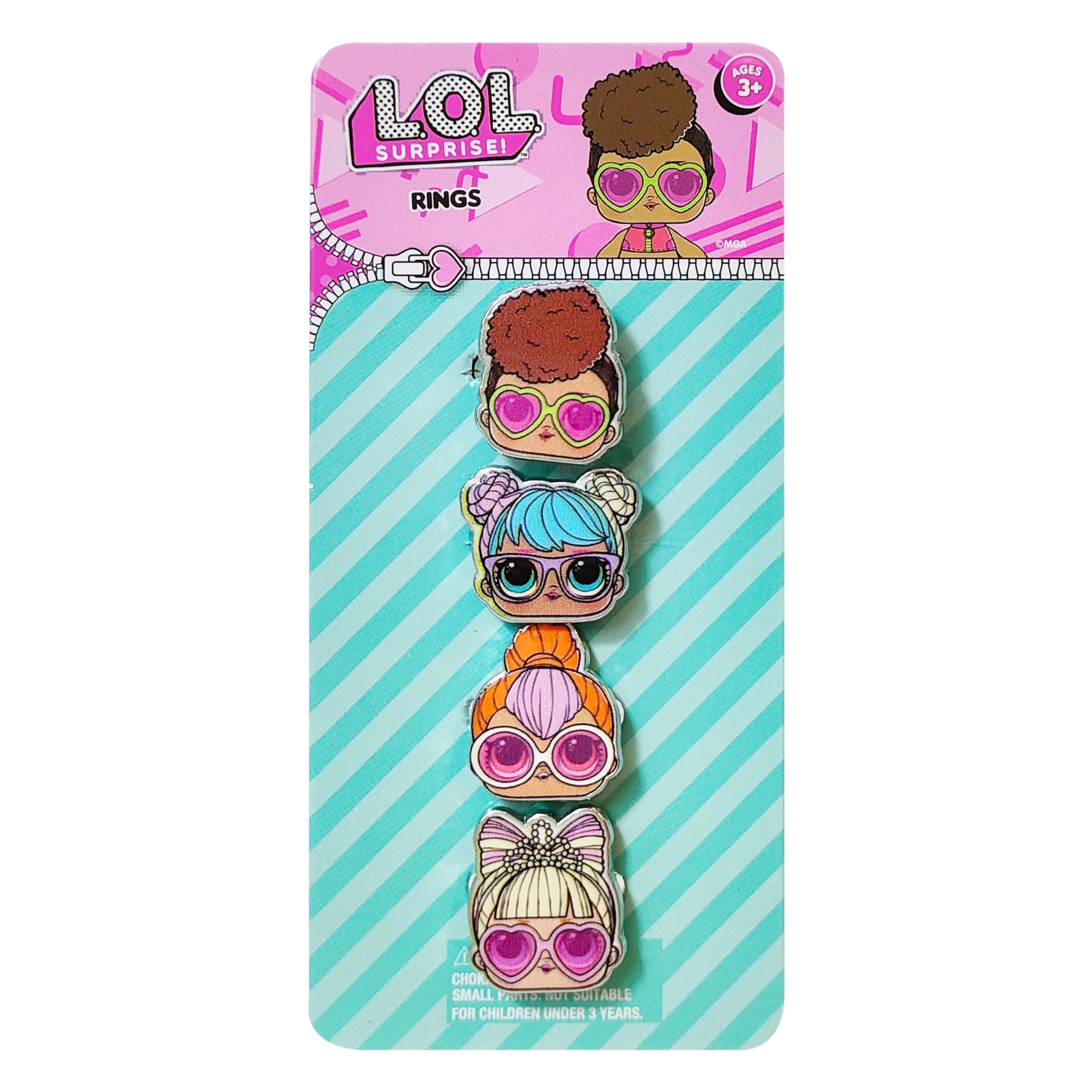 LOL Surprise Dolls Jewelry: 4-Piece Adjustable Rings for Girls (Kids ...