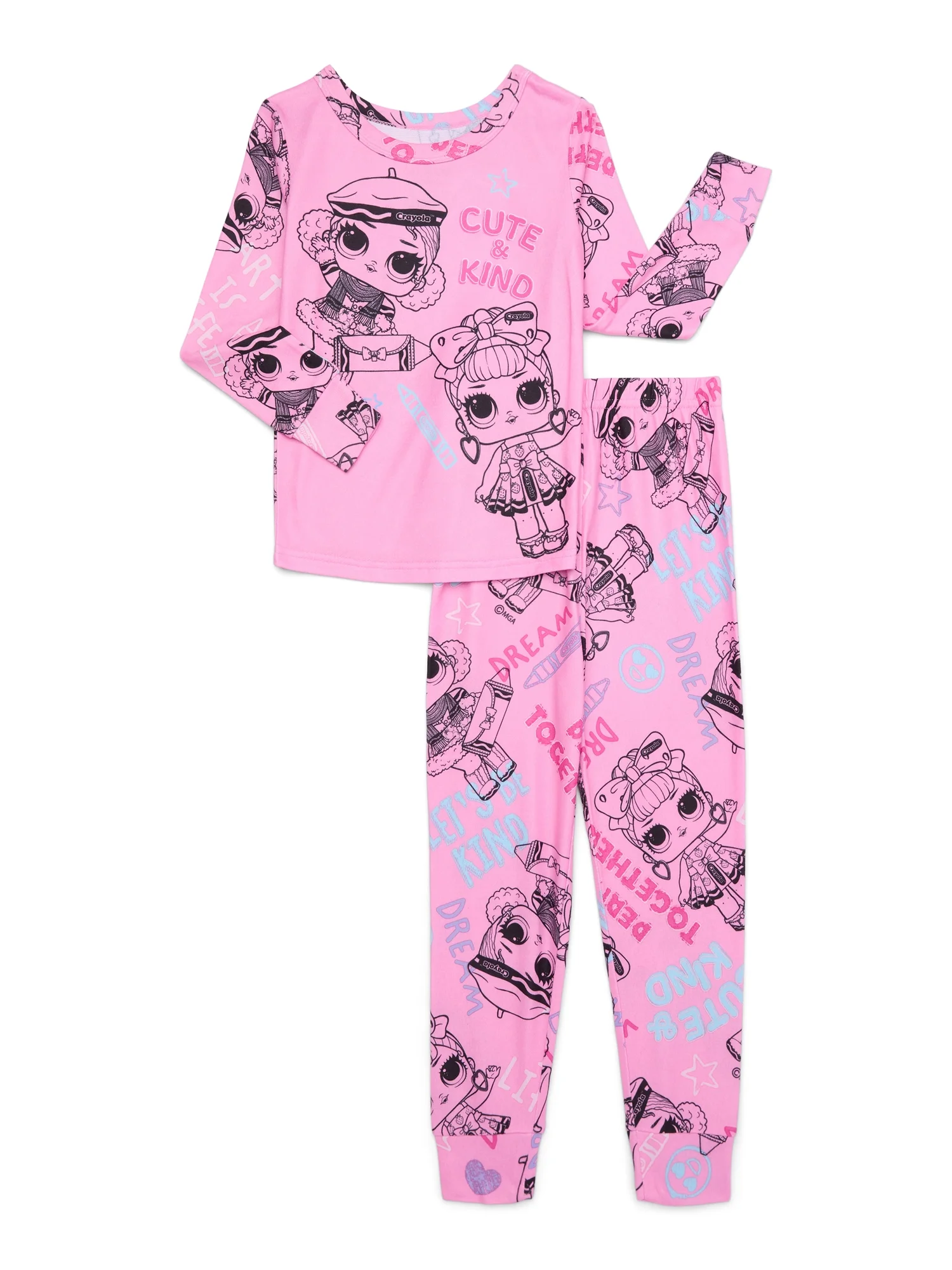 LOL Surprise Girls Long Sleeve Top and Pants Pajama Set, 2-Piece, Sizes ...