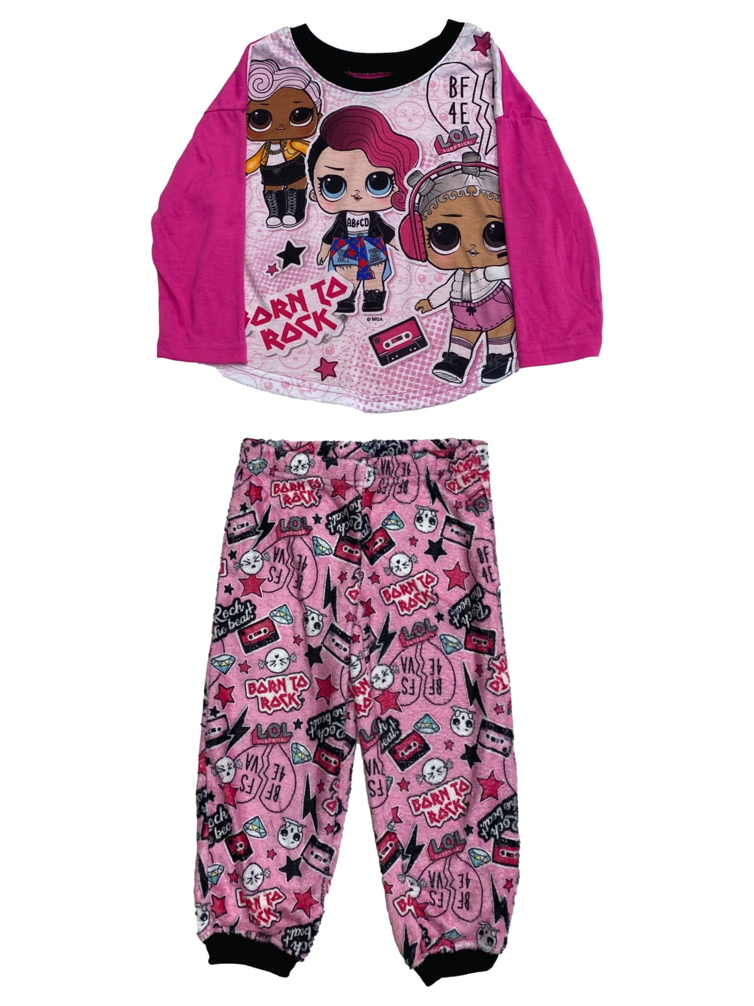 LOL Surprise Girls Pink Born to Rock Pajamas Sleep Set 4 - Walmart.com