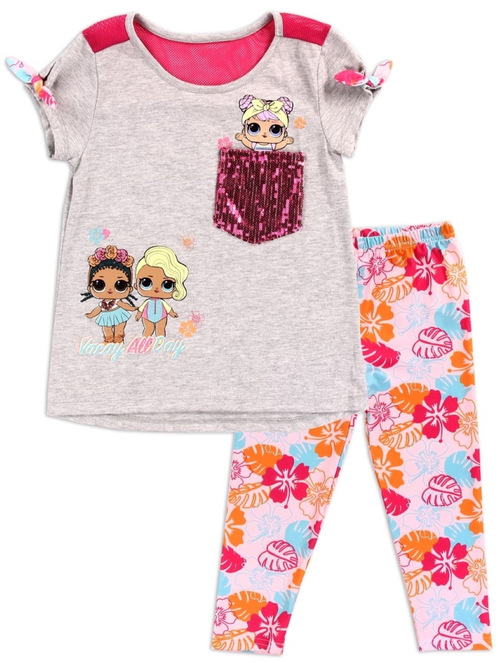 LOL Surprise Girls' Sequin Pocket T-Shirt and Leggings Set (Little ...
