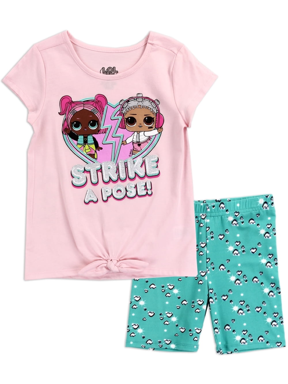 LOL Surprise Girls' T-Shirt and Bike Shorts Set (Little Girls ...