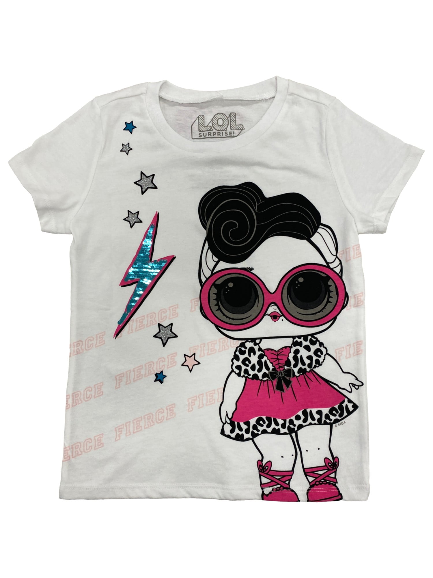 LOL Surprise! Girls White Fierce Dollface Short Sleeve T-Shirt Tee ...