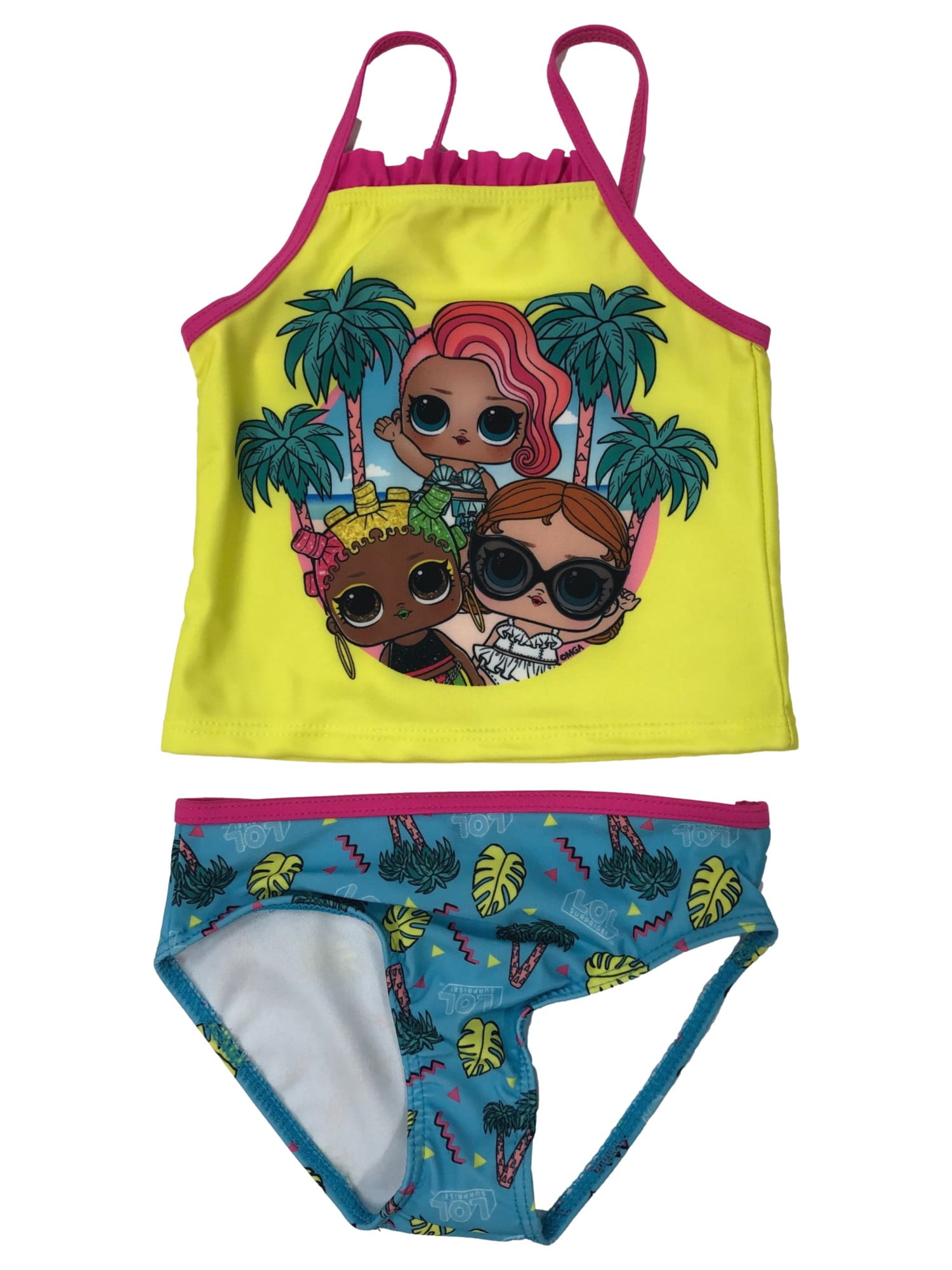 LOL Surprise Girls Yellow 2 Piece Tankini Swimming Bathing Suit 4 ...