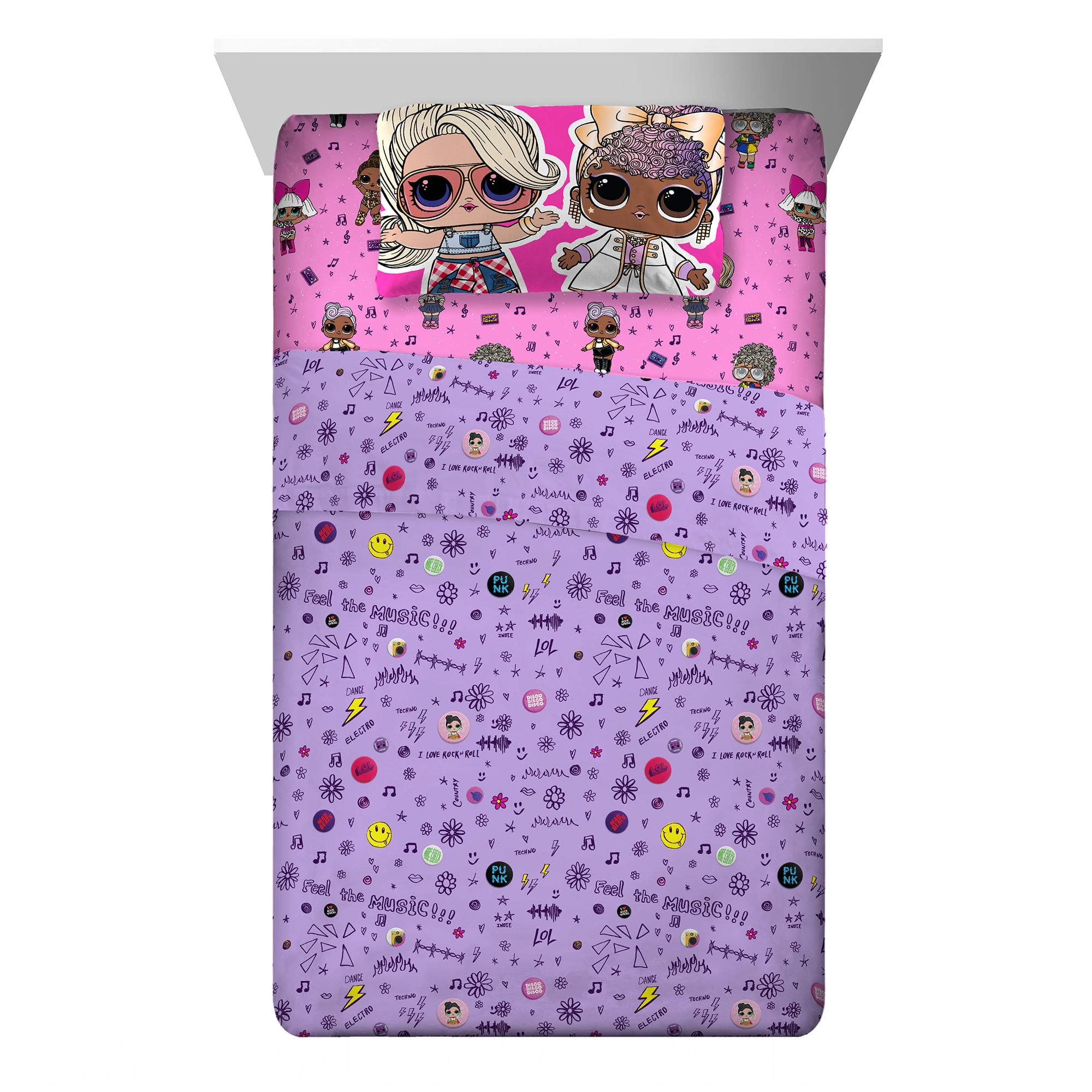 LOL Surprise Doll Room Decor, Full Size Kids Twin Sheet Set, Purple and ...