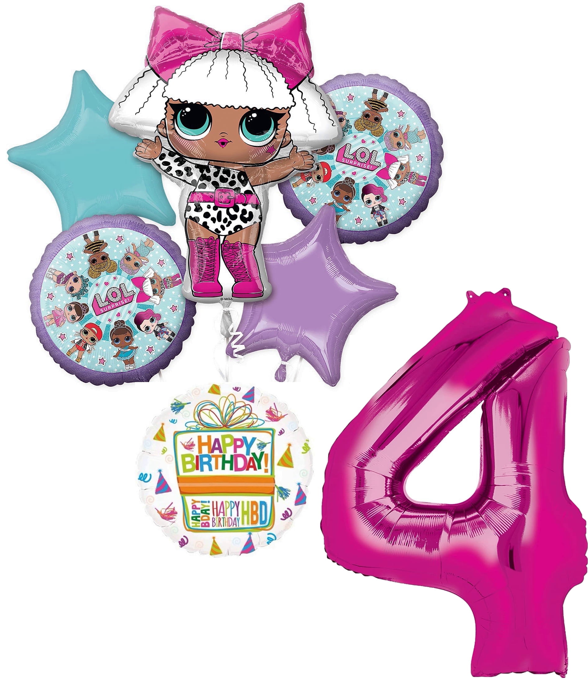 LOL Surprise Party Supplies 4th Birthday Balloon Bouquet Decorations ...