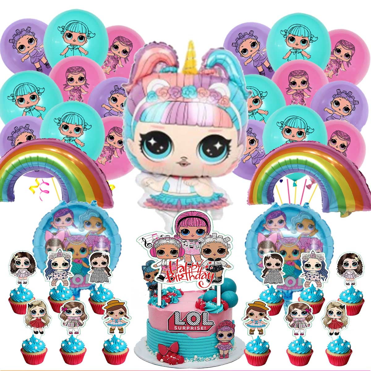 LOL Surprise Party Supplies Balloons Cake Topper Birthday Set ...