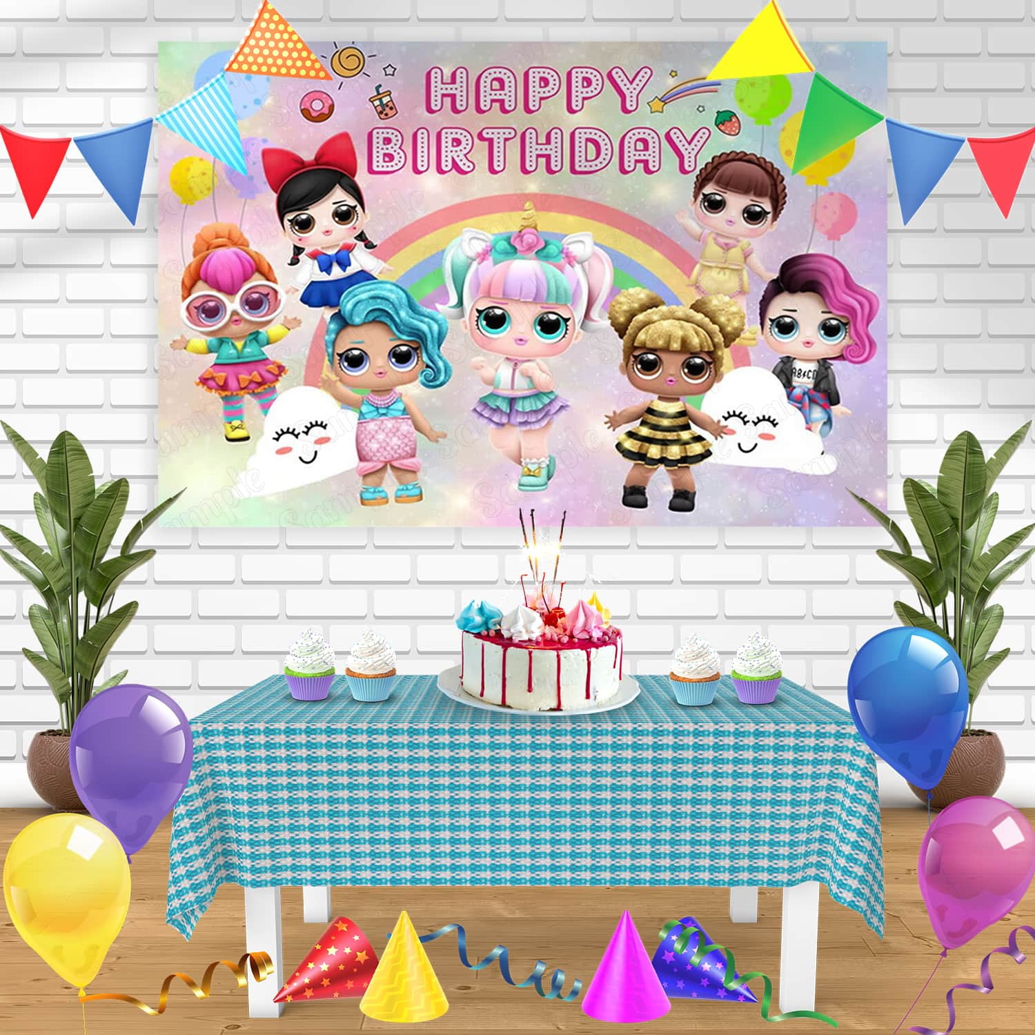 LOL Surprise Rainbow Clouds Bn Birthday Banner Personalized Party ...