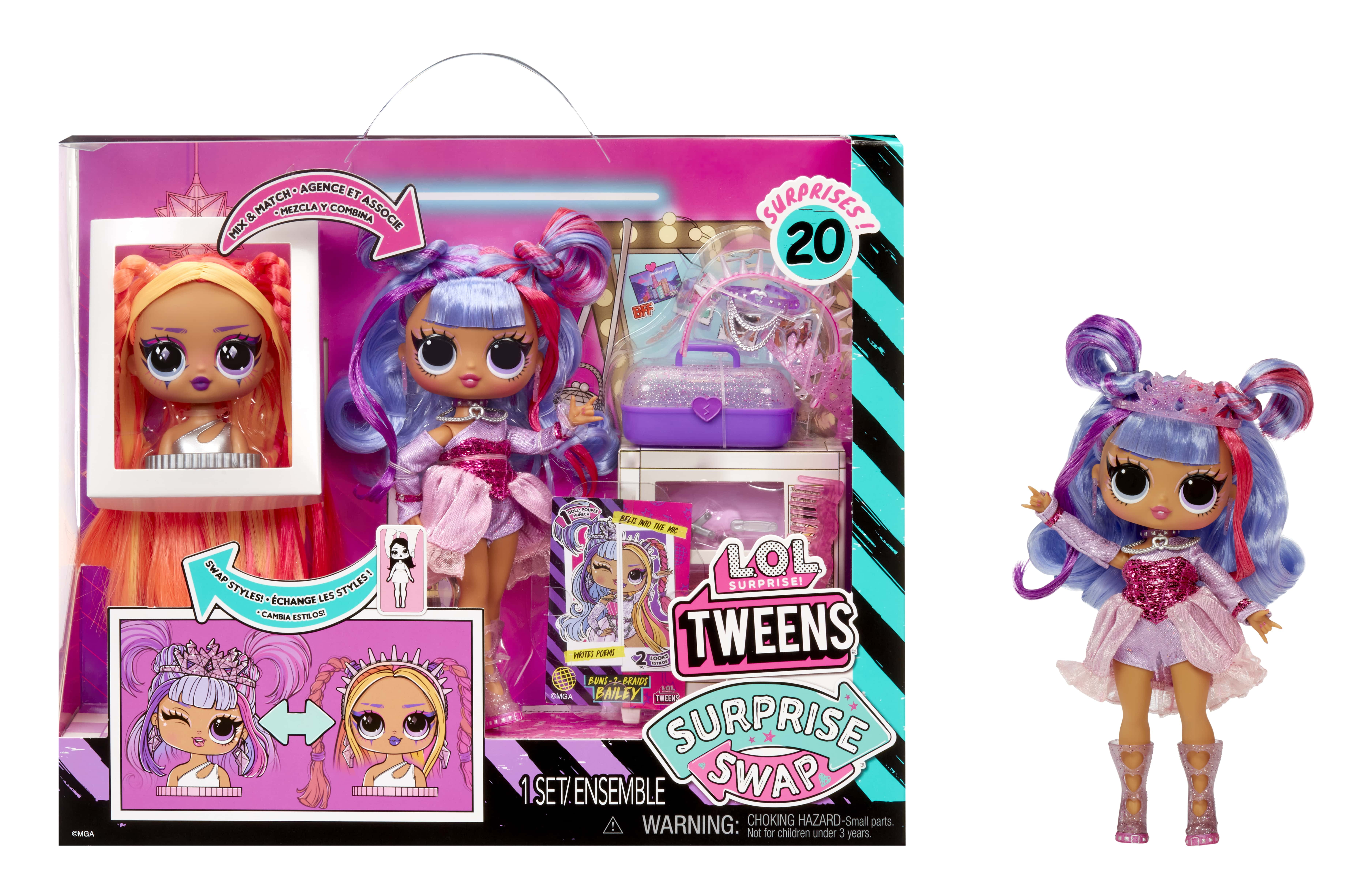 LOL Surprise Tweens Fashion Doll Buns-2-Braids Bailey with Hair ...