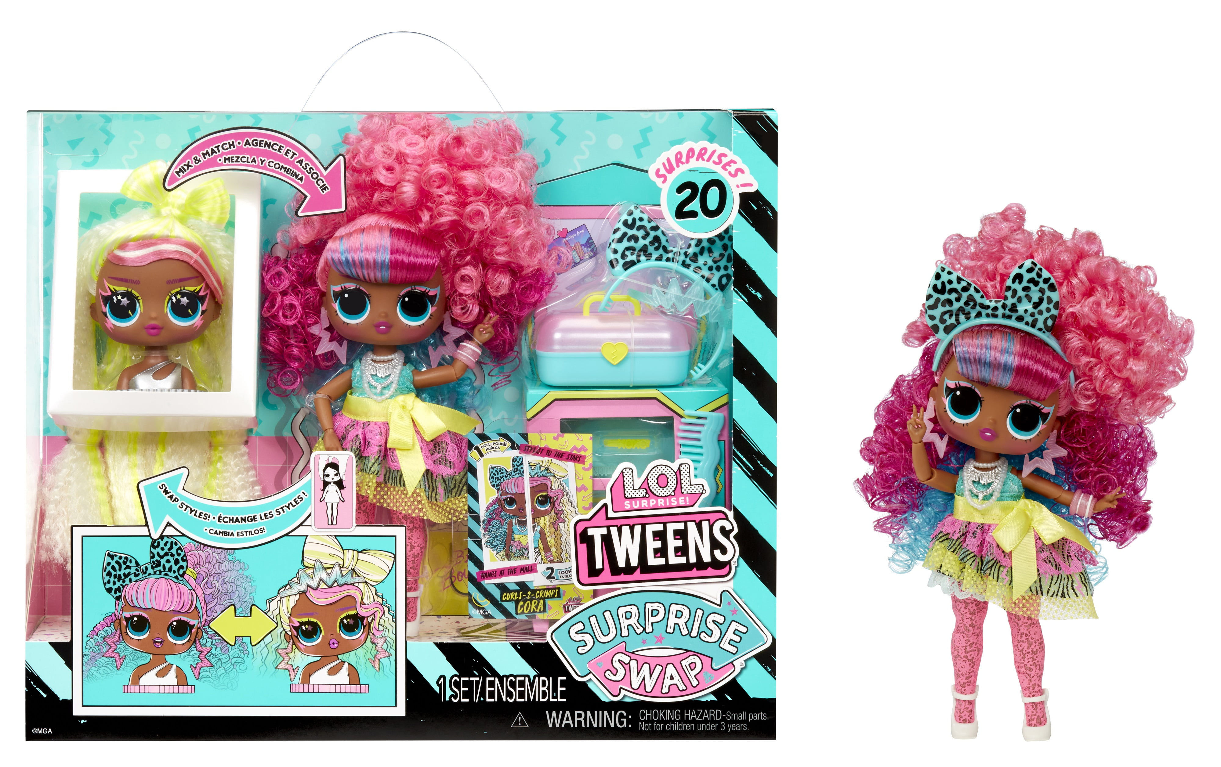 LOL Surprise Tweens Surprise Swap Curls-2-Crimps Cora Fashion Doll with ...