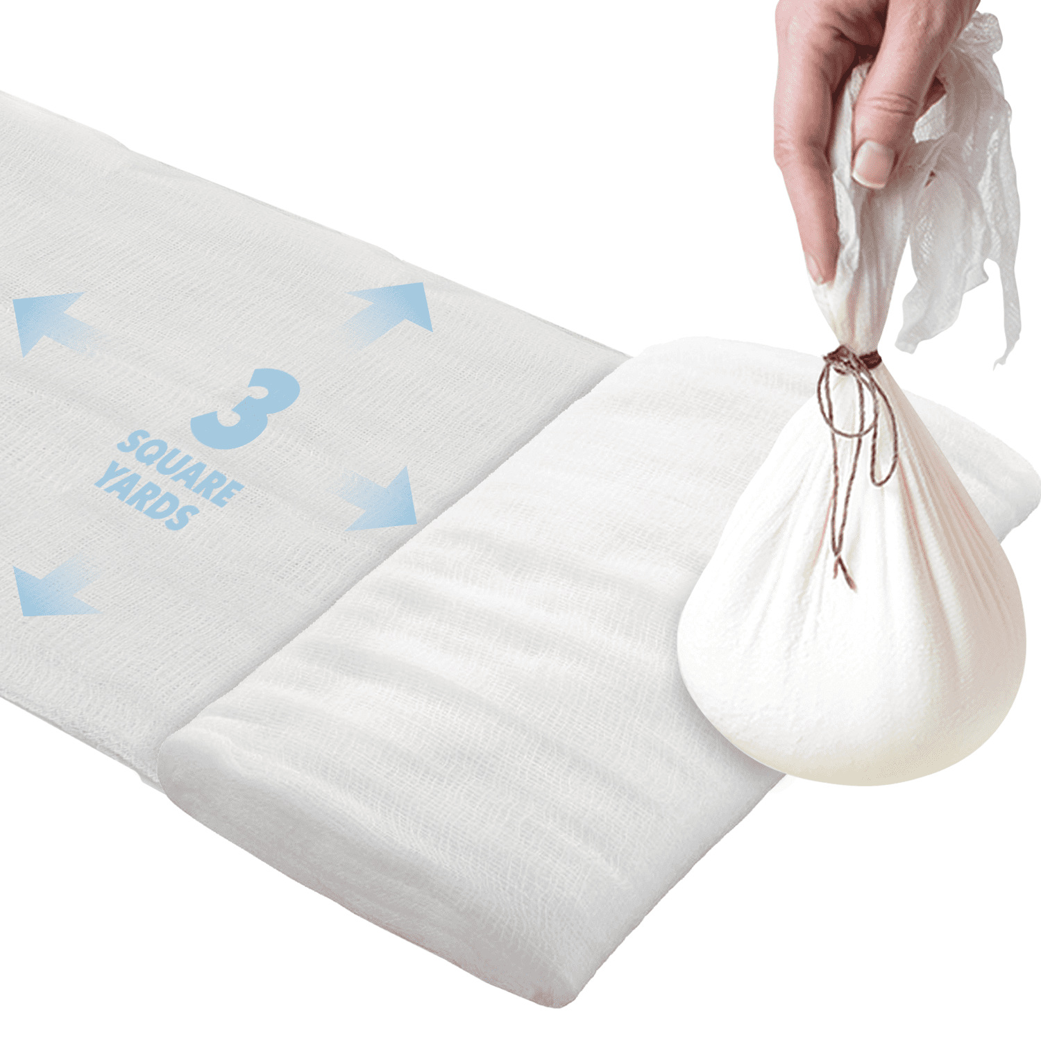 LOLA Cheesecloth, 100% Cotton, Reusable Food Grade Fabric, 3 Square ...