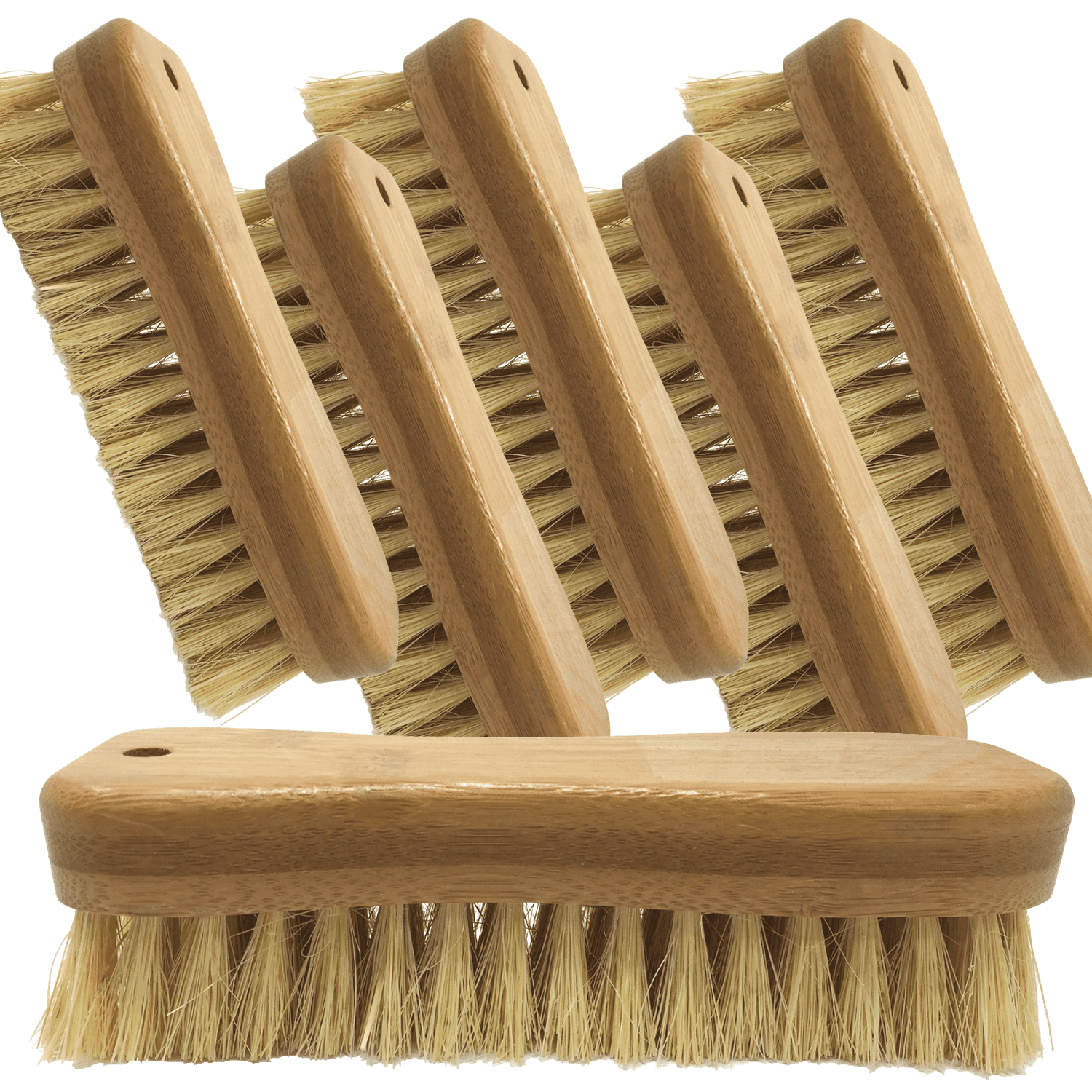 LOLA Eco-Clean Bamboo Scrub Brush W/ Bamboo Handle, Poly Fiber Bristles ...