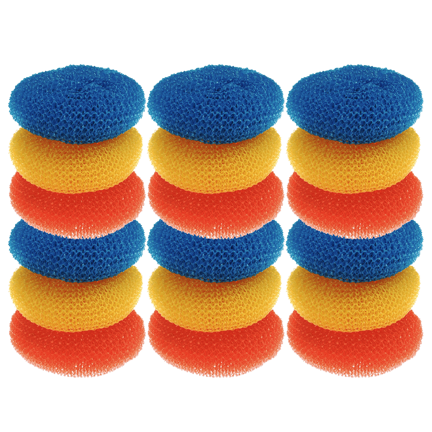 LOLA Plastic Mesh Scourer, Round Dish Pot Scrubber Set for Kitchen - 18 ...