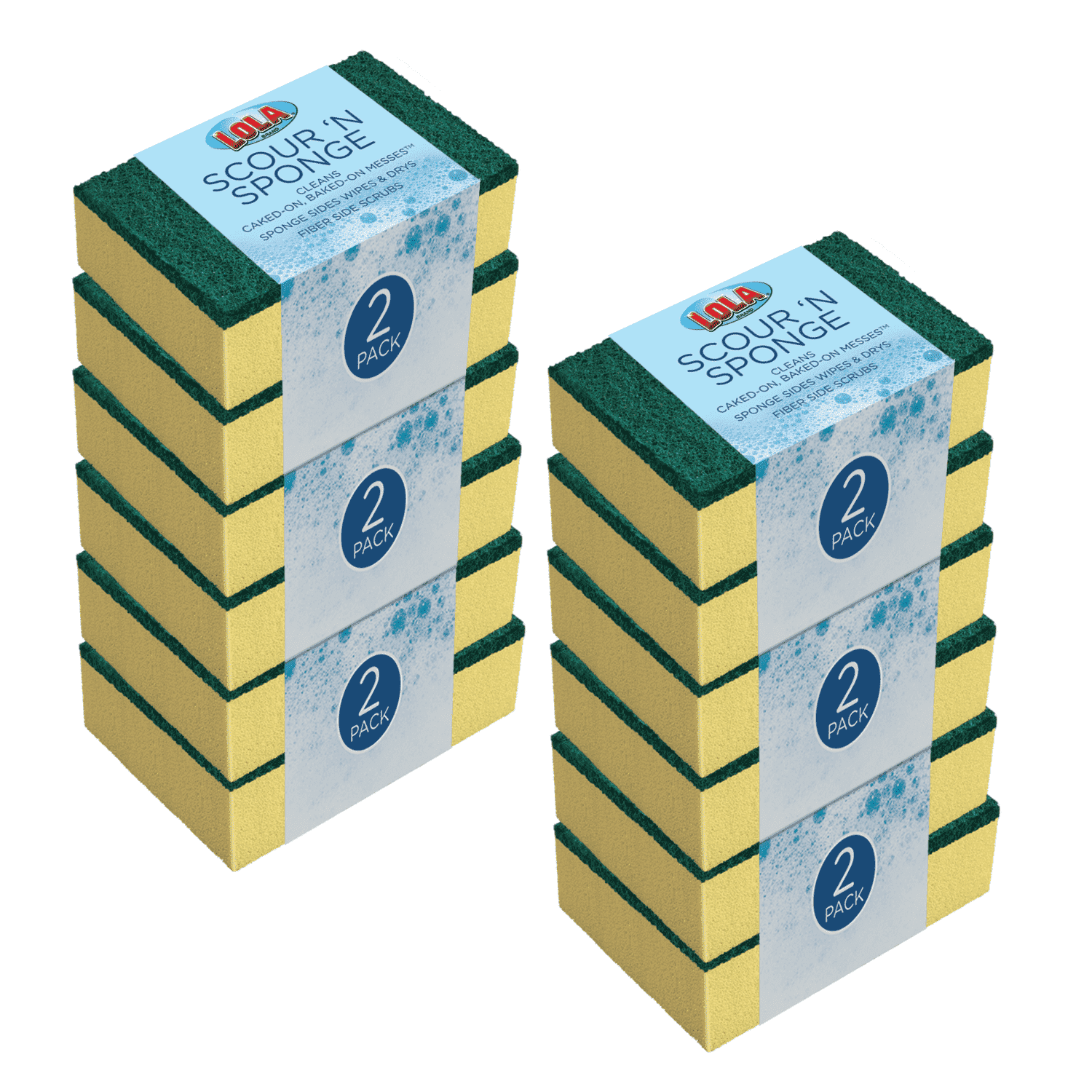 LOLA Pot Brite Scour N' Sponge, Dual Sided Fiber & Sponges Non-Scratch ...