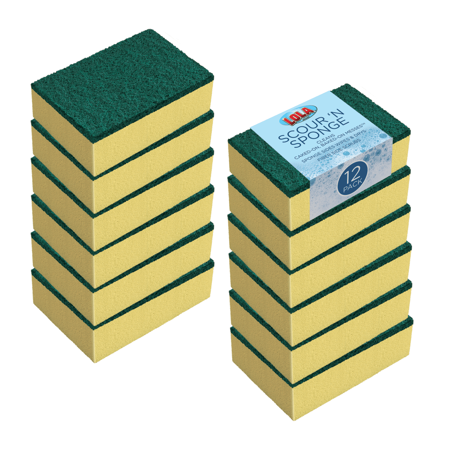 LOLA Pot Brite Scour N' Sponge, Dual Sided Fiber & Sponges Non-Scratch ...