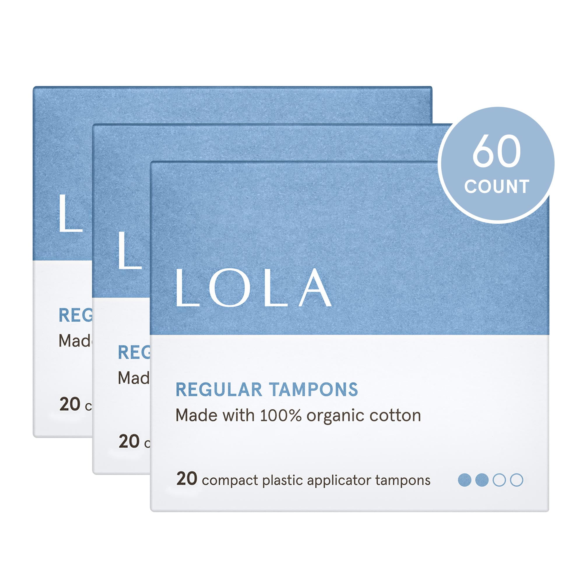 LOLA Regular Tampons, Organic Cotton, Compact Plastic Applicator, 60 ...