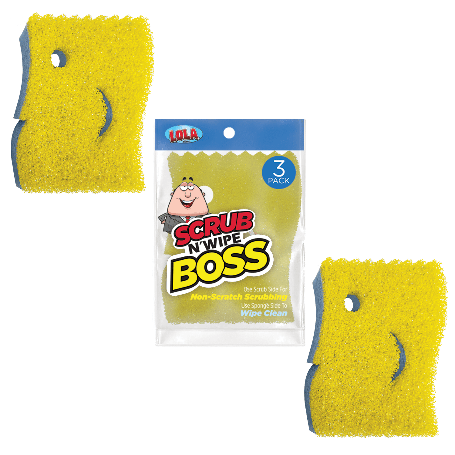 LOLA Scrub N' Wipe Boss, Non-Scratch Versatile Sponge Scrubber, Odor ...