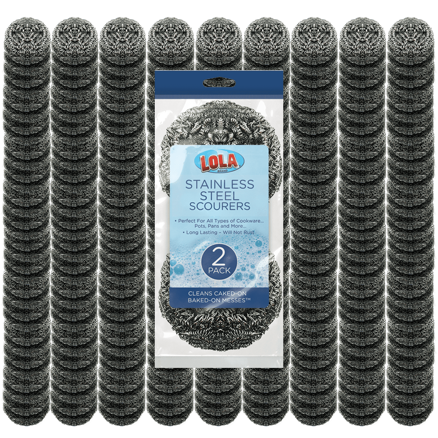 LOLA Stainless Steel Scourers, Heavy-Duty Curled Flat Wire, Odor & Rust ...