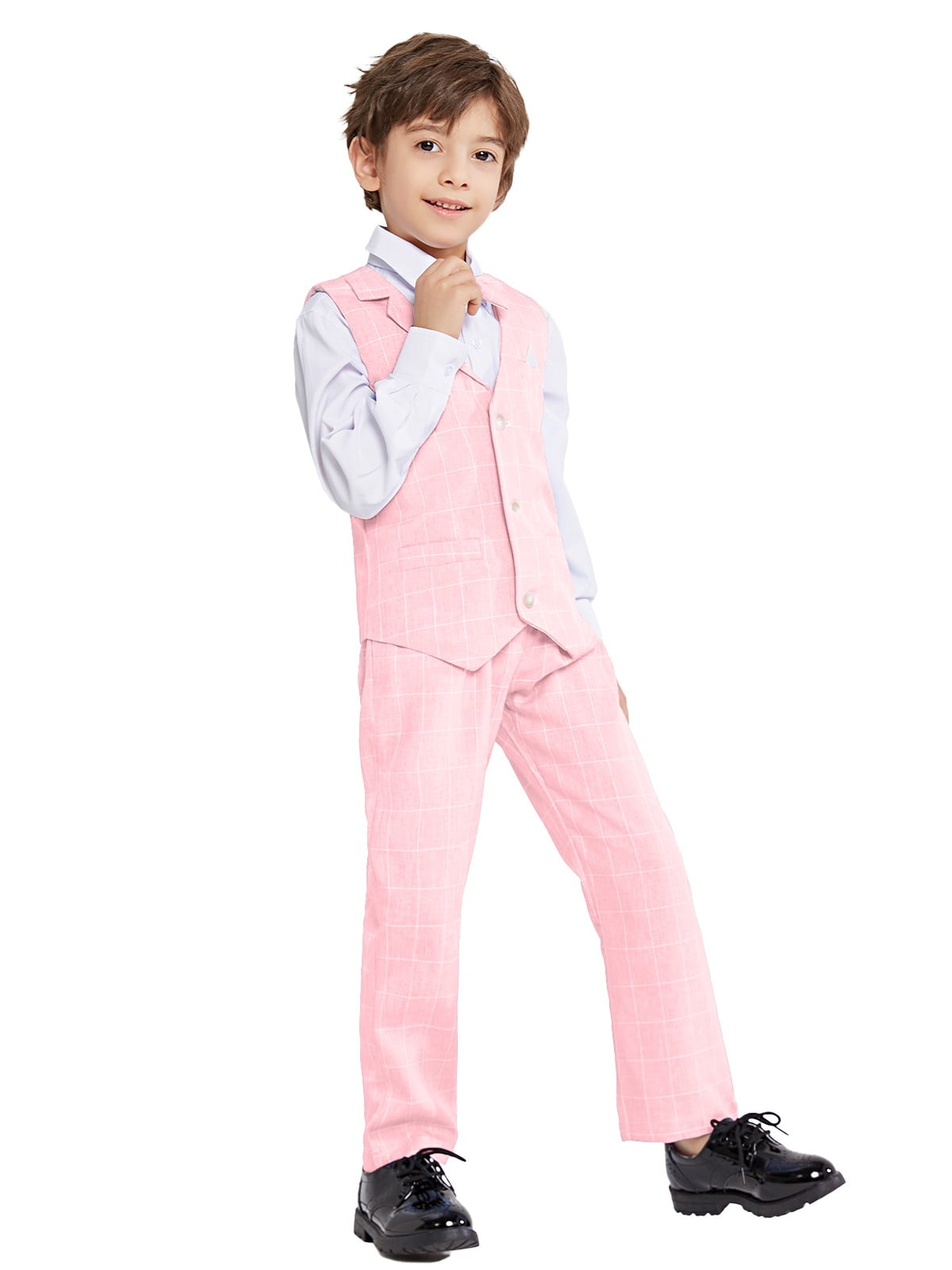 LOLANTA Boys Vest Suits 4PCs Wedding Ring Bearer Outfits Wasitcoat ...