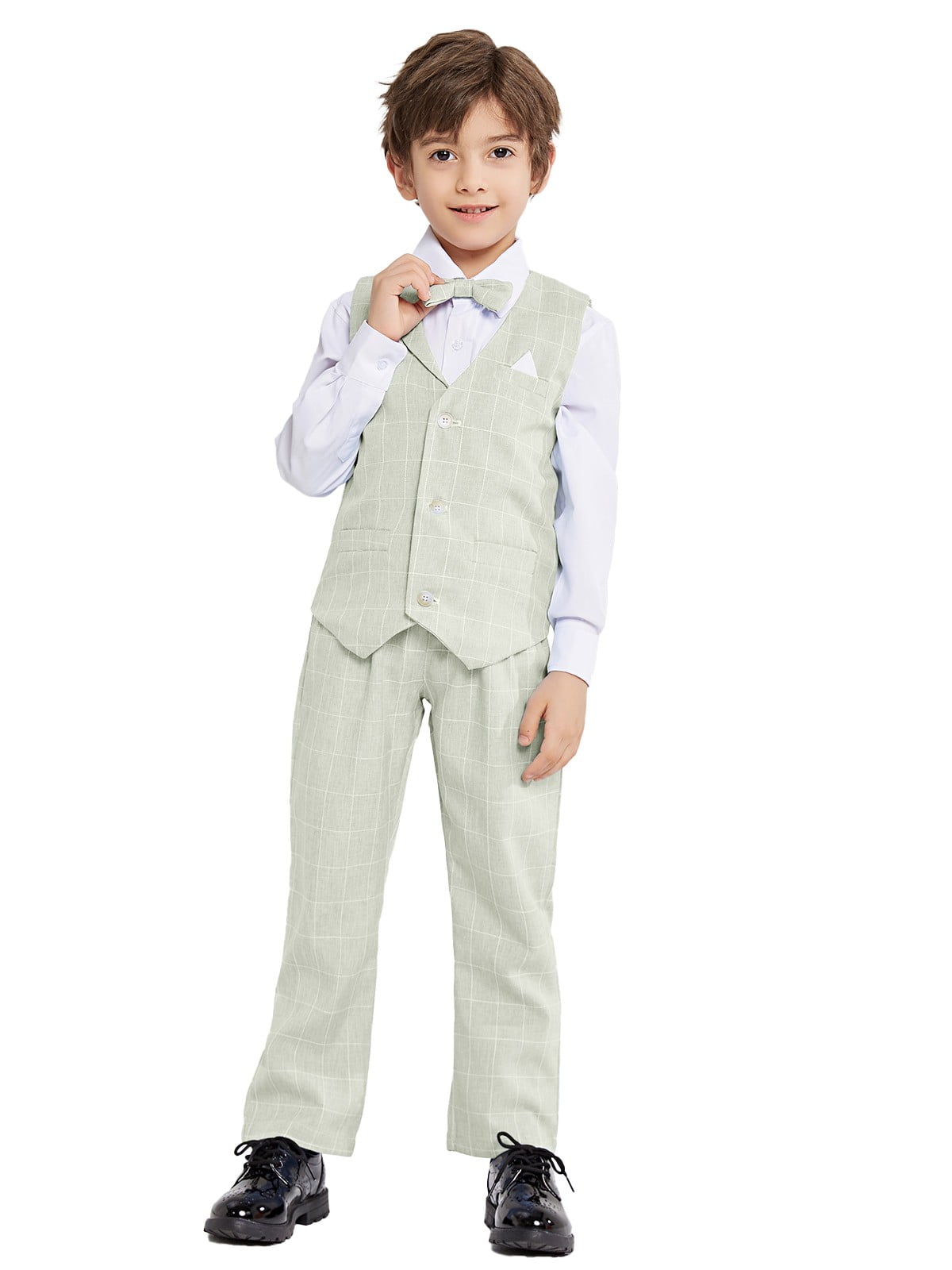 LOLANTA Boys Vest Suits 4PCs Wedding Ring Bearer Outfits Wasitcoat ...