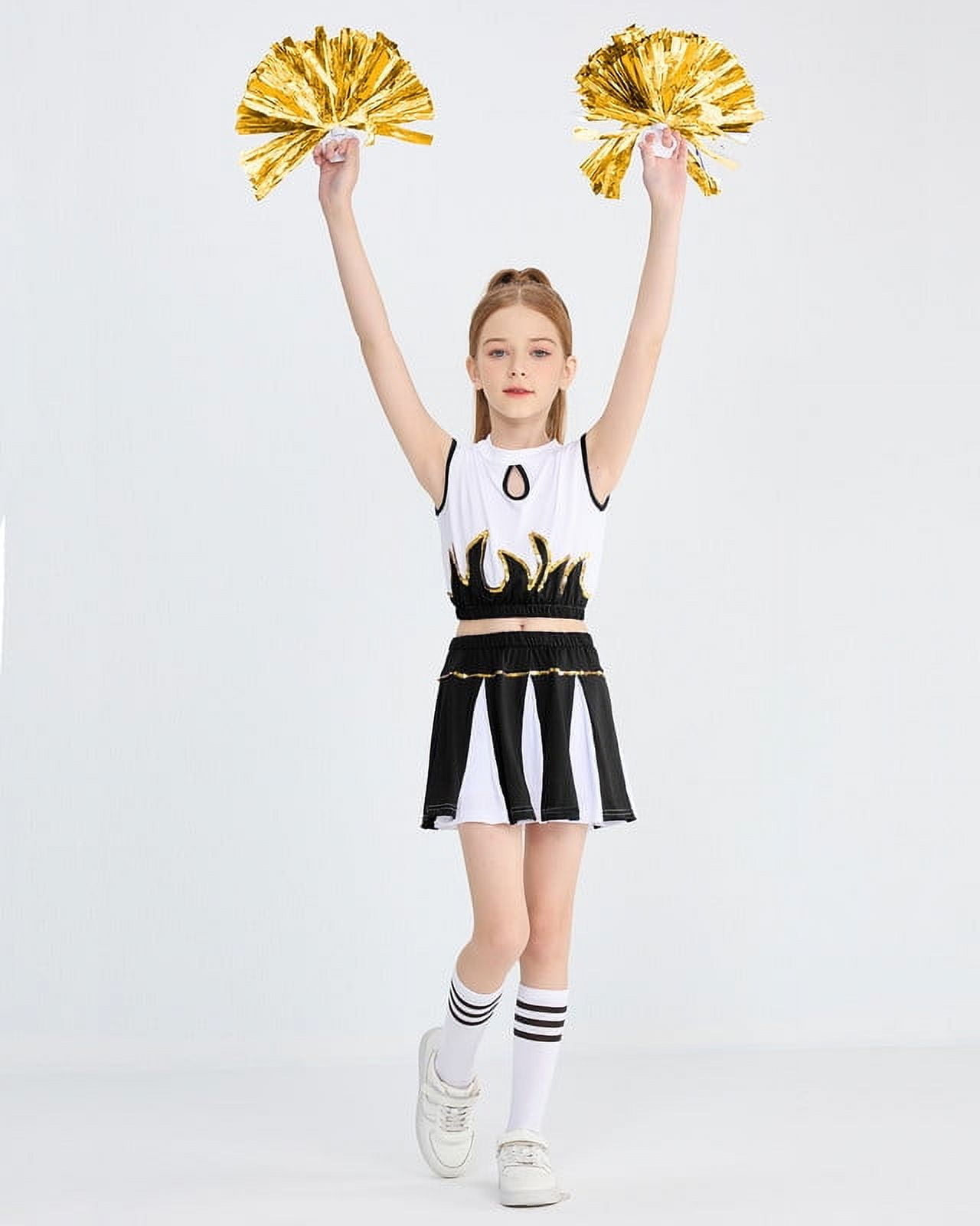 LOLANTA Girls Cheerleader Costume Pleated Skirt 4PCs Set Cheerleader ...