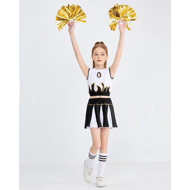LOLANTA Girls Cheerleader Costume Pleated Skirt 4PCs Set Cheerleader ...