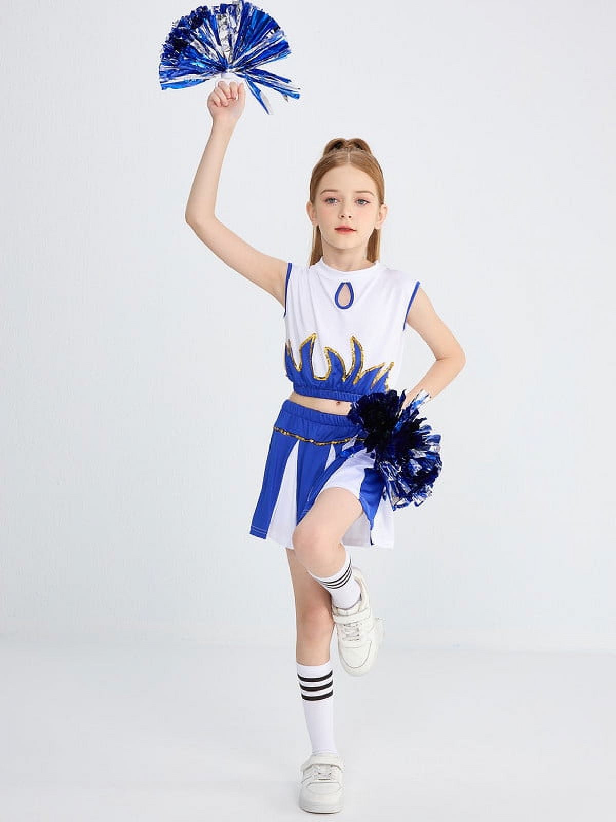 LOLANTA Girls Cheerleader Costume Pleated Skirt 4PCs Set Cheerleader ...