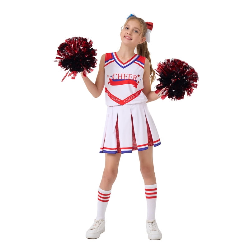 LOLANTA Girls Cheerleader Costumes, Kids Halloween Costume Glitter ...
