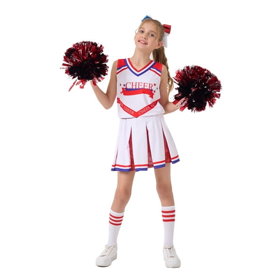 LOLANTA Girls Cheerleader Costumes, Kids Halloween Costume Glitter ...