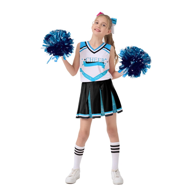 LOLANTA Girls Cheerleader Costumes, Kids Halloween Costume Glitter ...