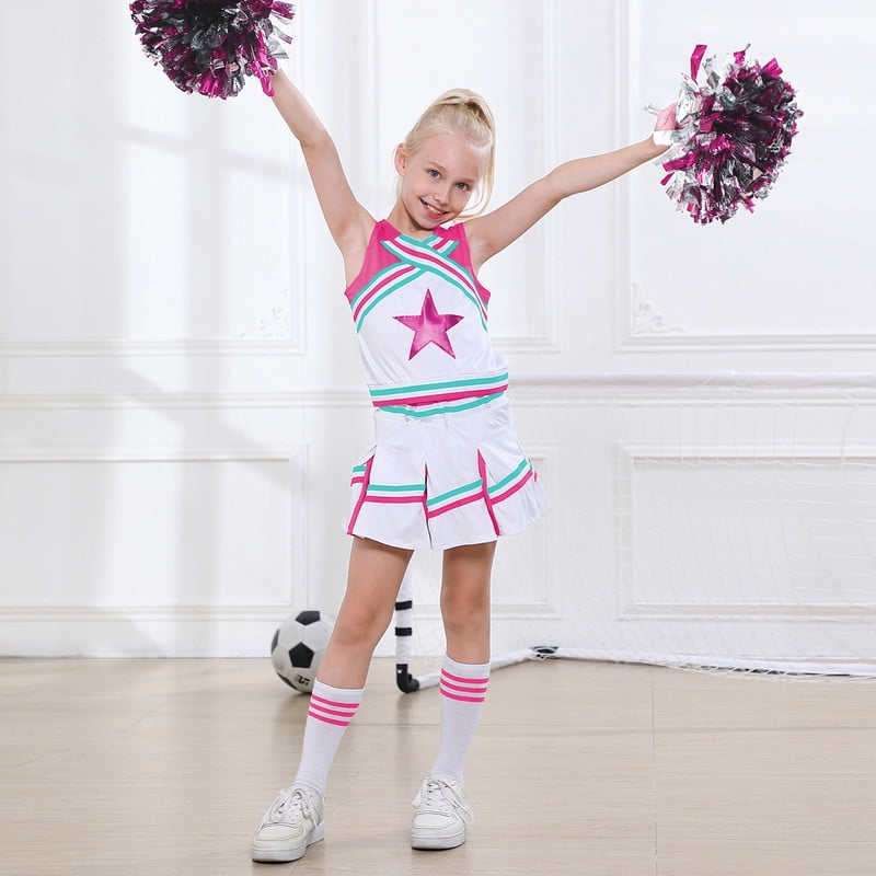 LOLANTA Girls Cheerleading Outfit Cheer Costume For Girls Sleeveless ...