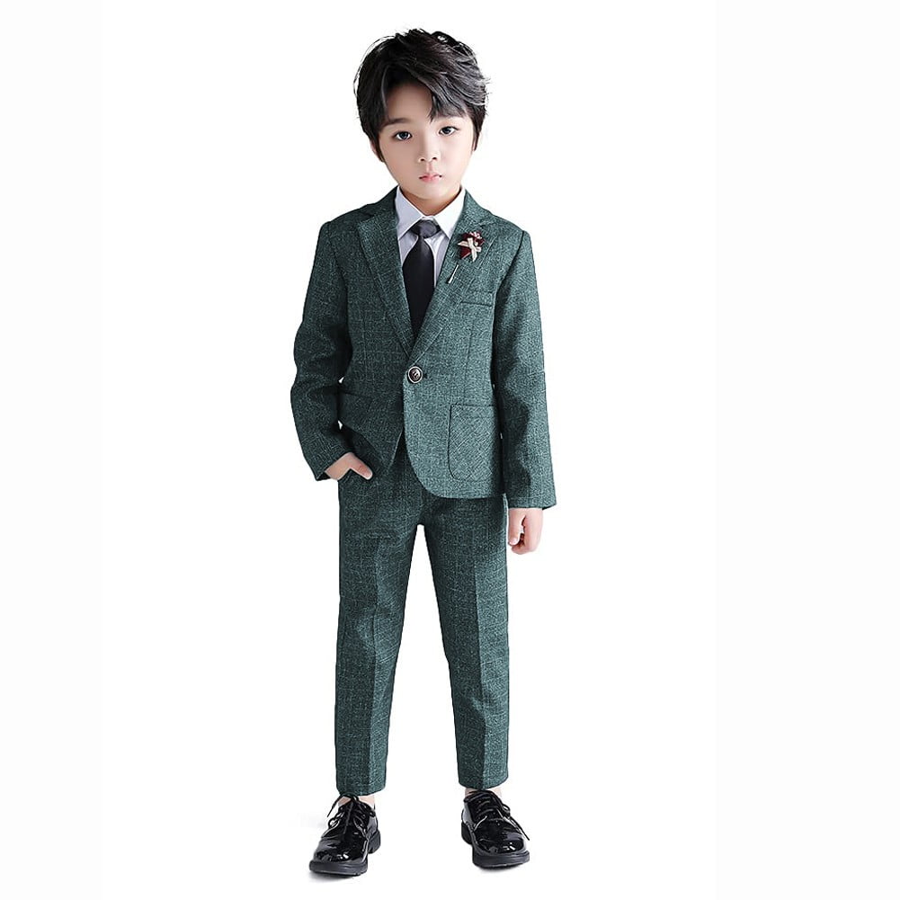 LOLANTA Kids Boys Plaid Suit Fashion Blazer Pants Set 2 PCs Formal Wear ...